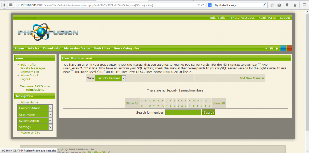 Cve 2014 8596 Php Fusion Sql Injection Xlabs Security Blog